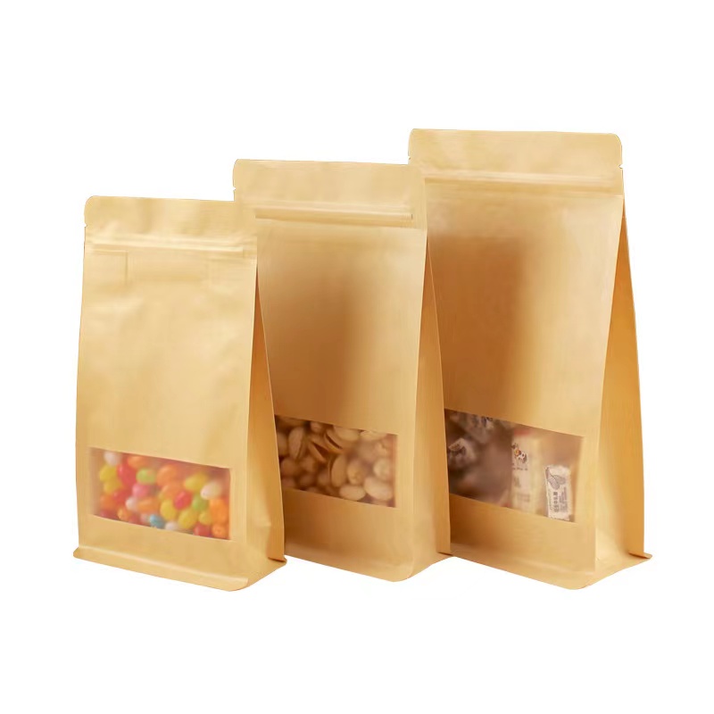 Flat bottom brown kraft paper frosted pouch - Your flexible packaging ...