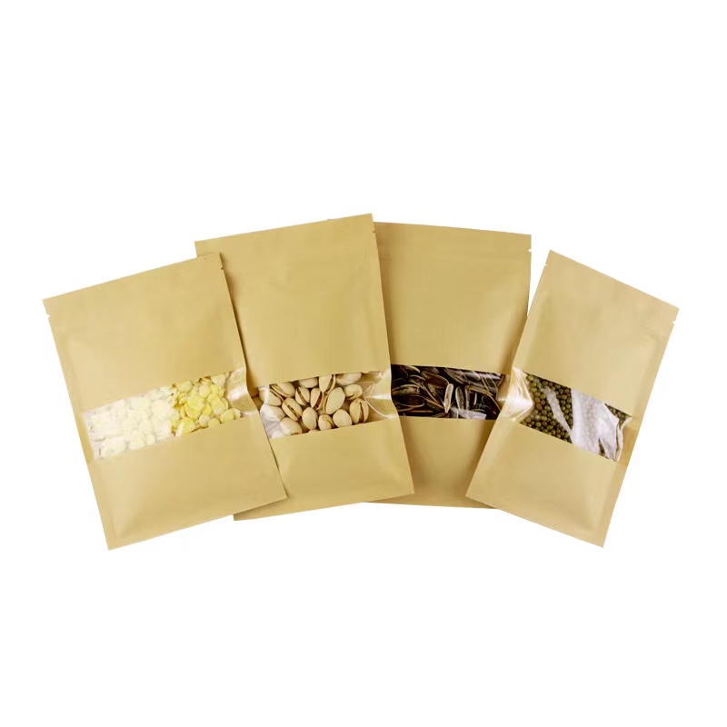Flat kraft paper pouch with clear Oblong window - Your flexible ...